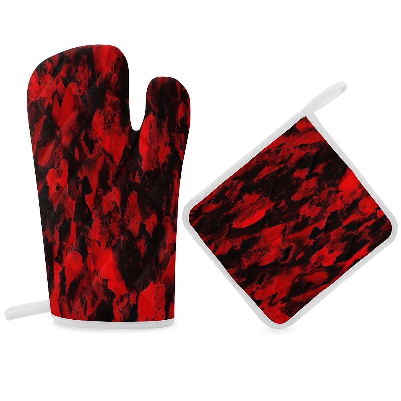 Red Black Red And Black Ink, Abstract Art Oven Gloves And Pots Stand ...