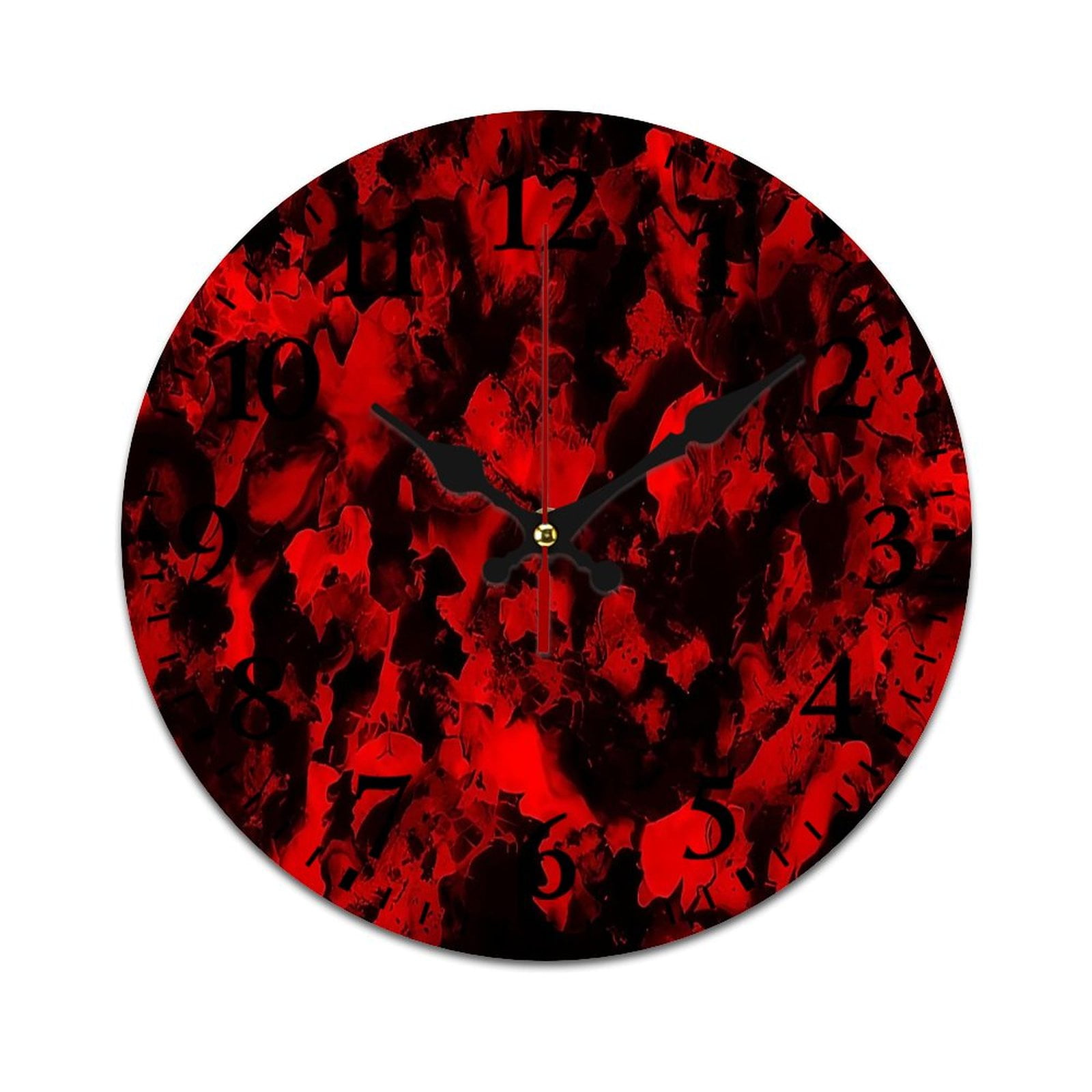 Red Black Red And Black Ink, Abstract Art Wall Clock Modern Design ...