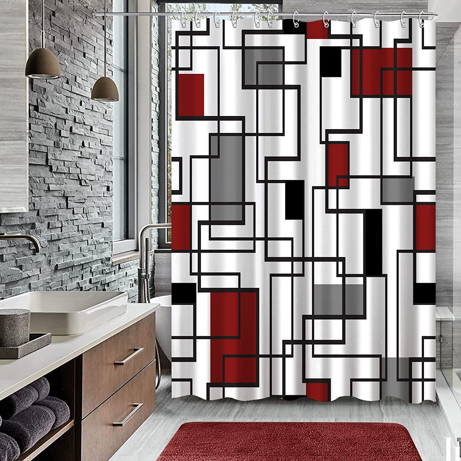 Red and Black Shower Curtain Grey and White Shower Curtains for ...