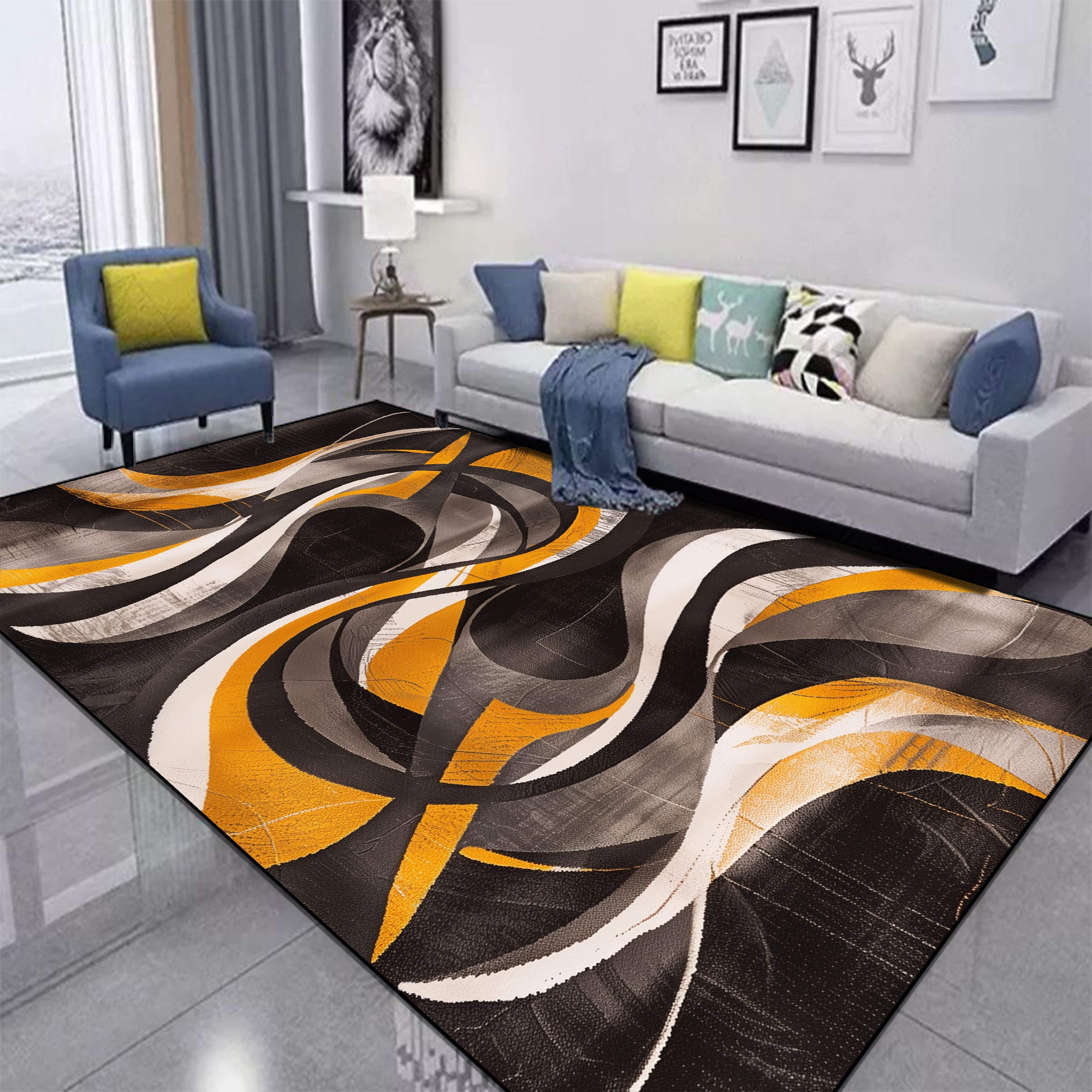 Red Black Swirl Rug Abstract Carpet for Living Room Large Bedroom ...