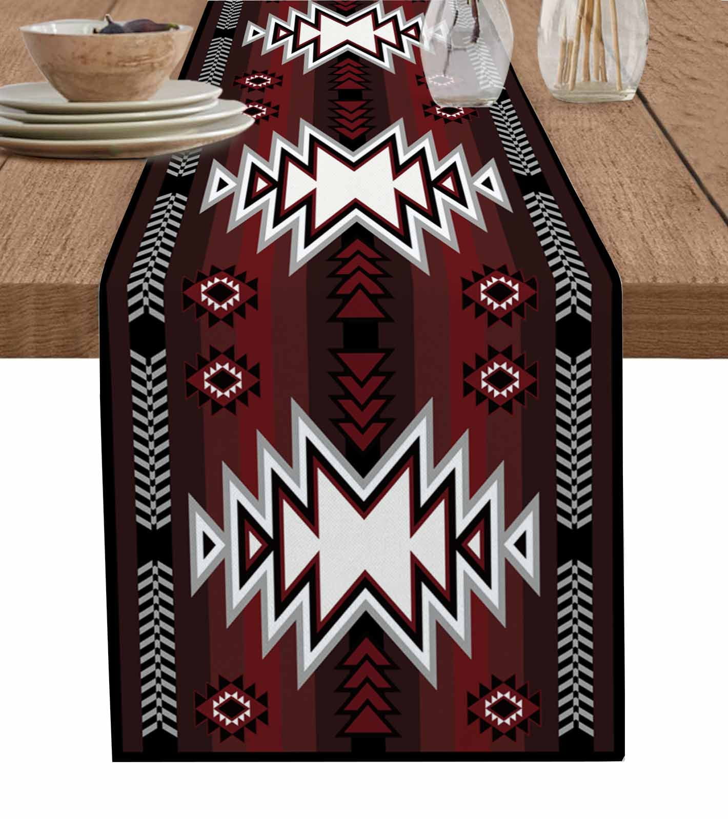 Red Black Table Runner Southwest Geometric Aztec Farmhouse Tribal ...