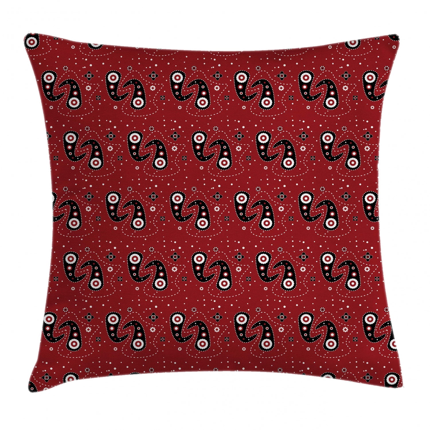 Red and Black Throw Pillow Cushion Cover, Asian Indian Paisley Design ...