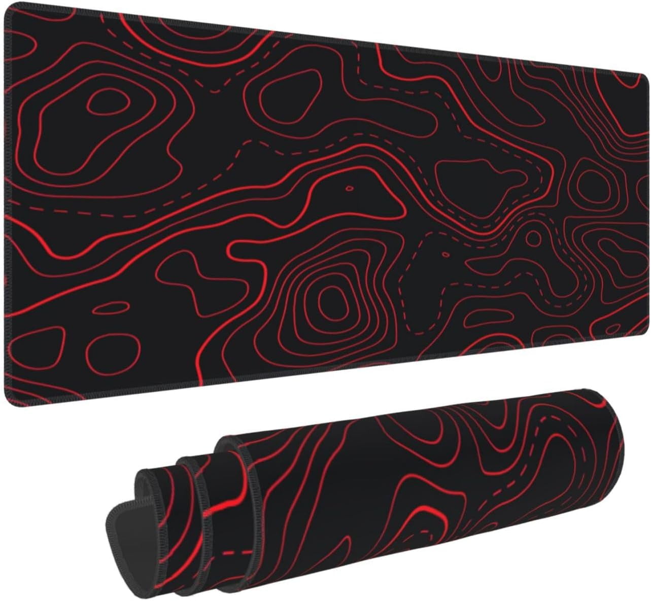 Red Black Topographic Mouse Pad Large Gaming Desk Mat Computer Mousepad ...