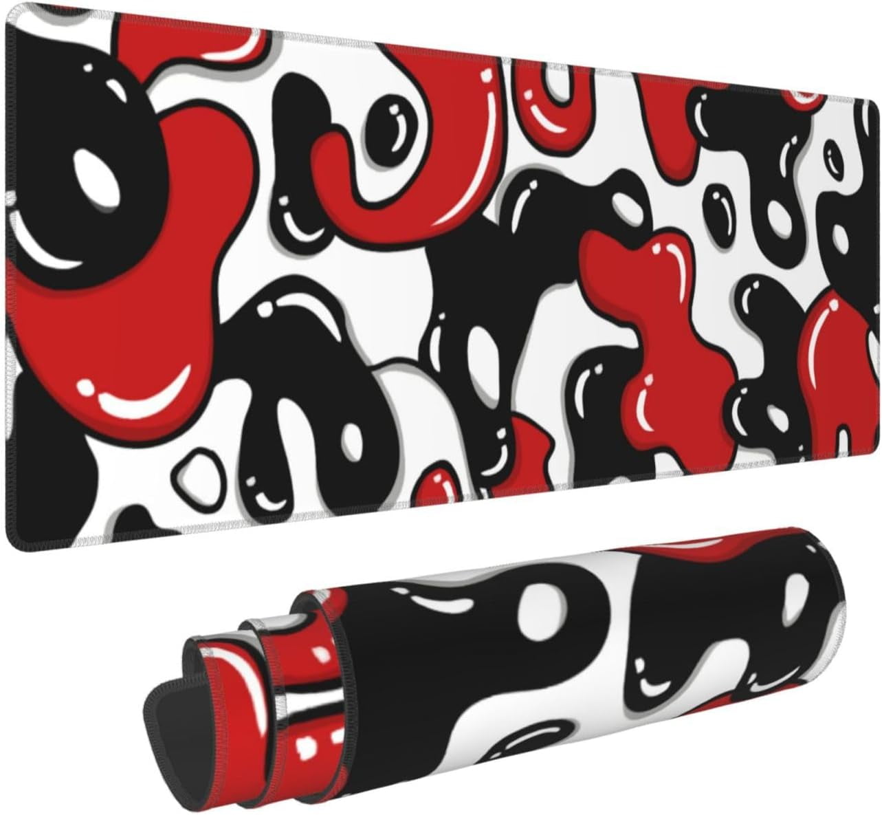 Red Black White Gaming Mouse Pad Geometric Japanese Extended XXL Mouse ...