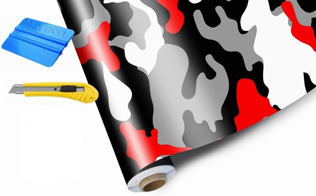 Red, Black, White, Gray, Camo High Gloss Camouflage Vinyl Film Wrap ...