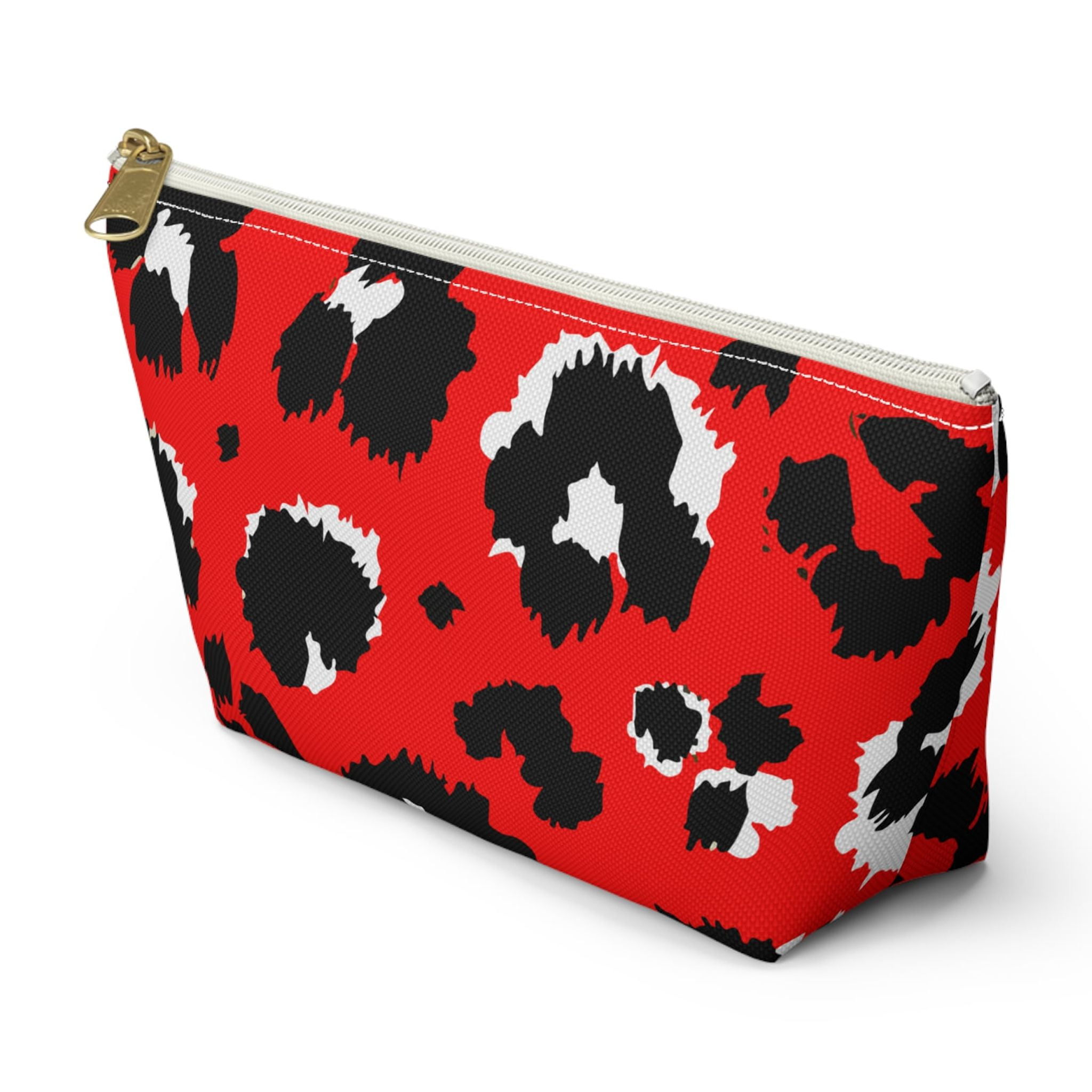 Red,Black & White Leopard Makeup Bag Pouch Animal Print Cosmetic Bag ...