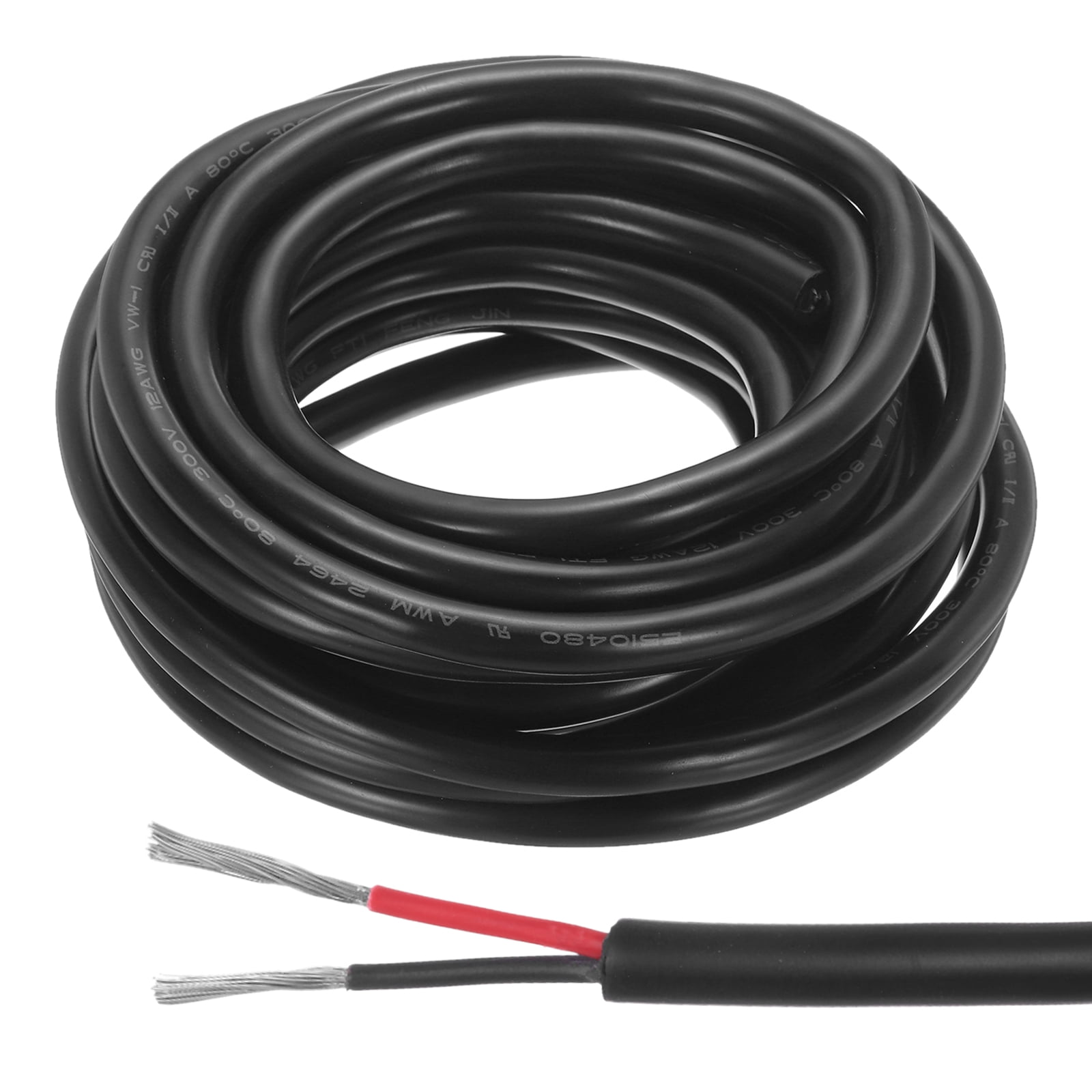 Red Black Wire 2pin Extension Cable Cord Electrical Wire 12 AWG Parallel Wire Oxygen-Free Copper ...