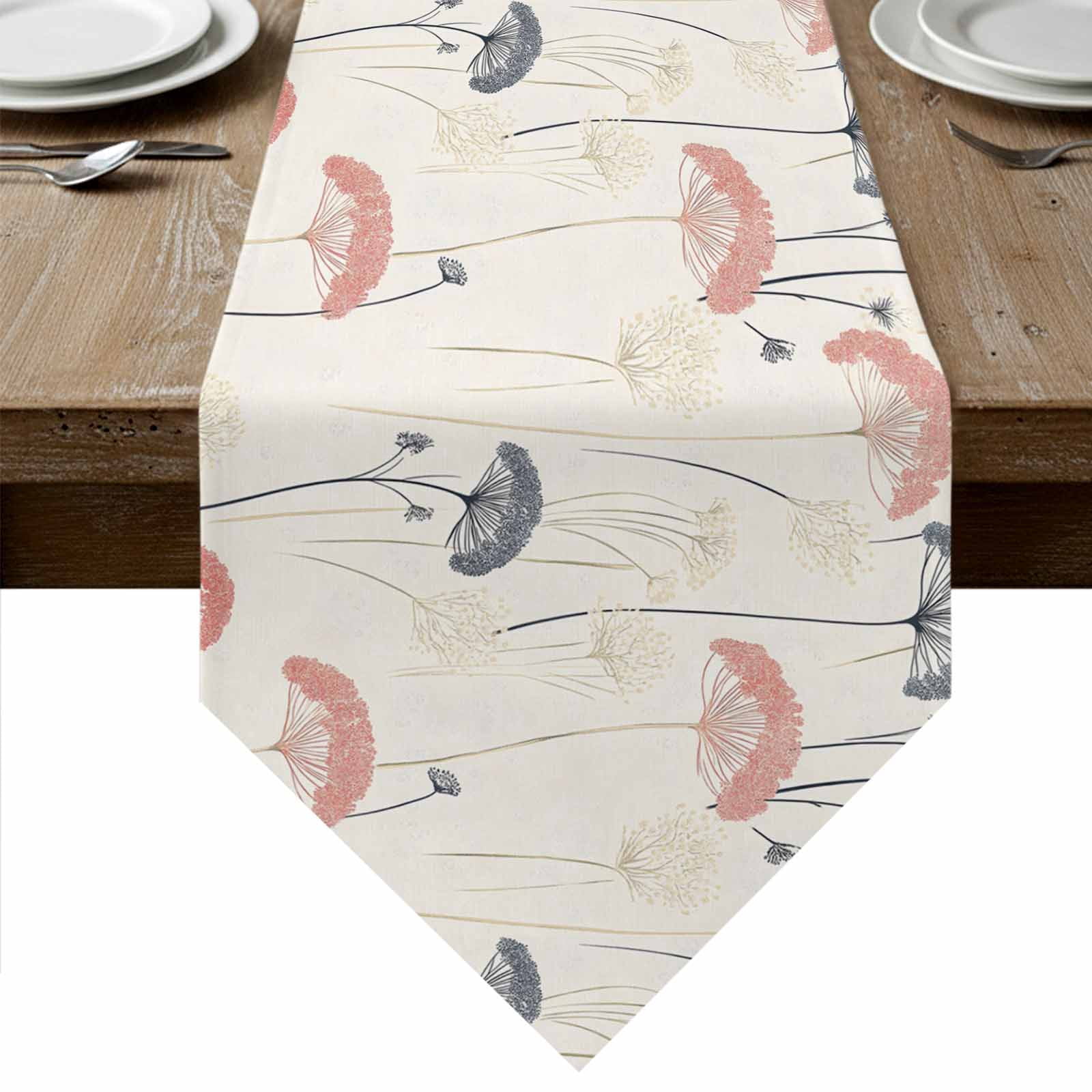 Red Black Yellow Floral Table Runner Linen Burlap Table Runner 72 ...