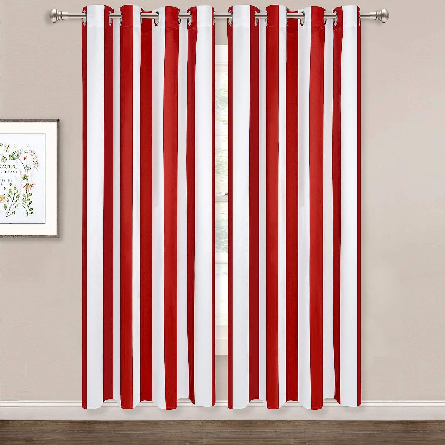 Red Black and White Vertical Stripe Color Curtains for Living Room ...