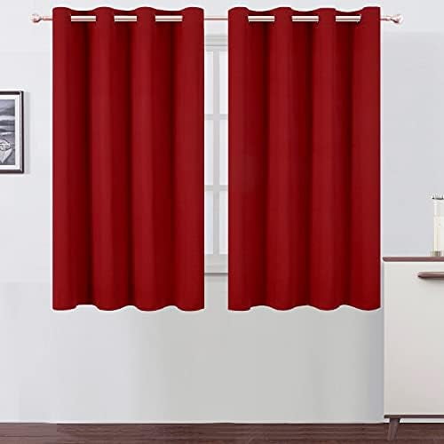 Red Blackout Curtains/52 x 45 Inch Length Kids Curtains/Set of 2 Panels ...