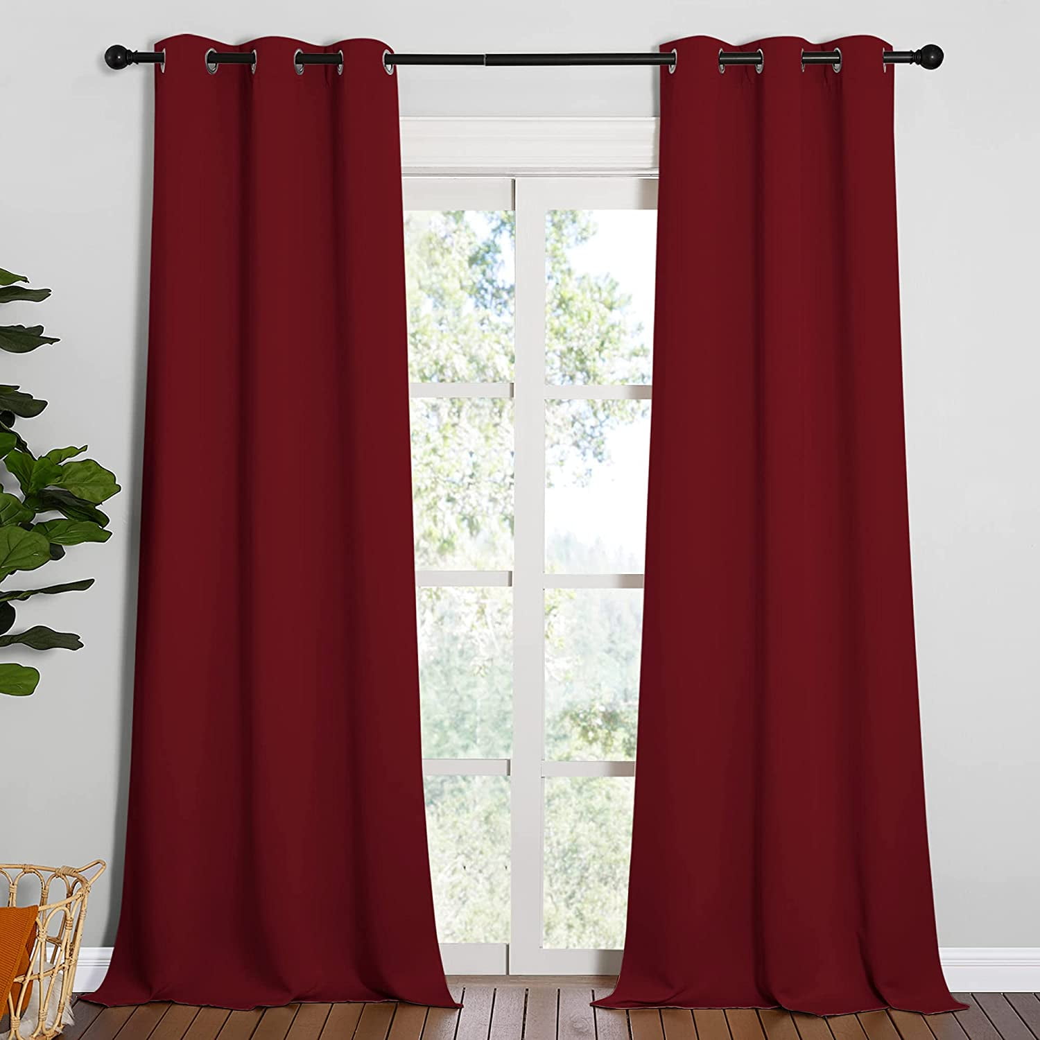 Red Blackout Drapes - Window Treatment Light Blocking Privacy Curtain ...