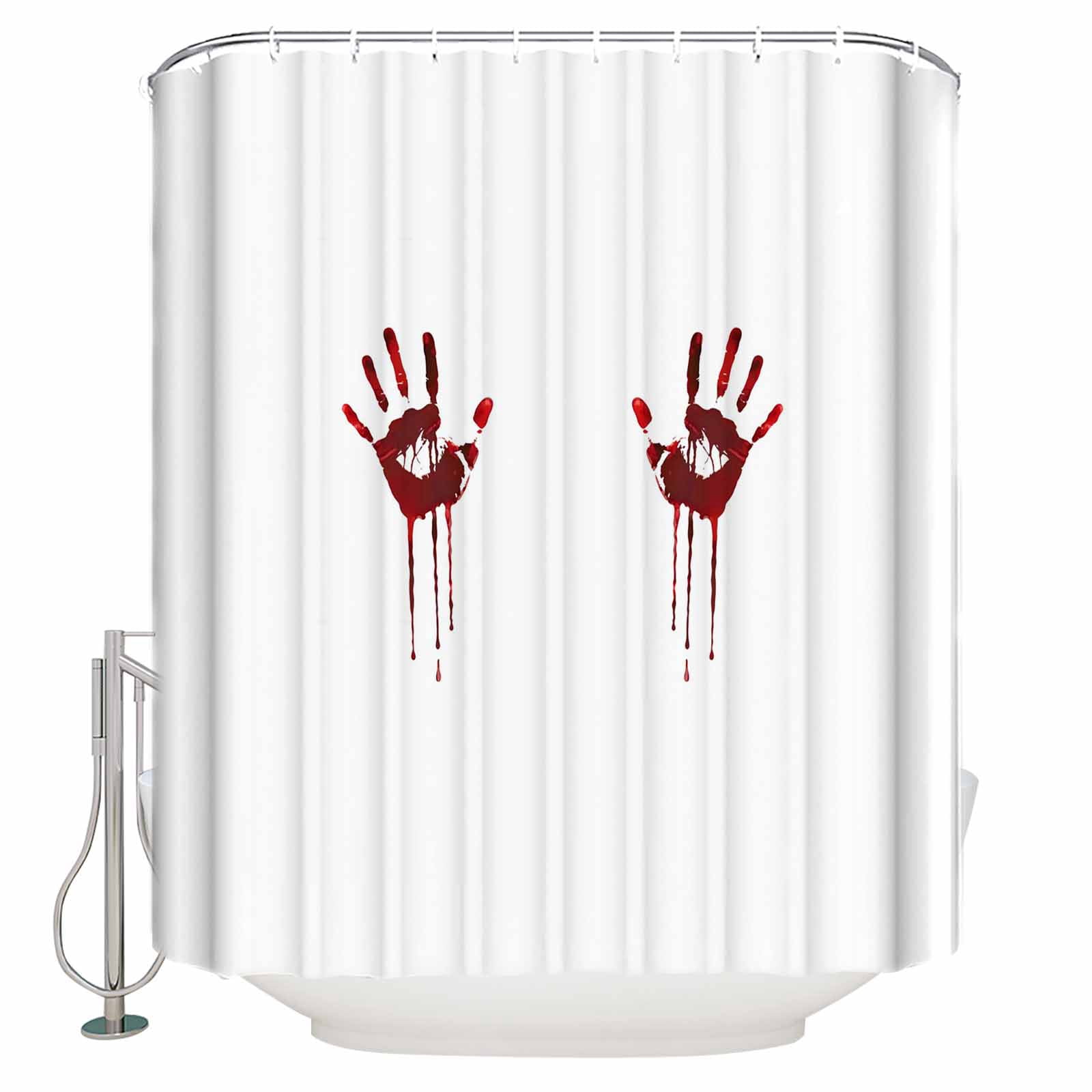 Red Blood Hand Print Shower Curtain Set ，Waterproof Fabric Shower ...