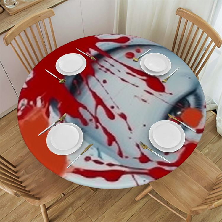 Red Blood Or Paint Splatters All Round Table Top Cover Elastic Edge ...