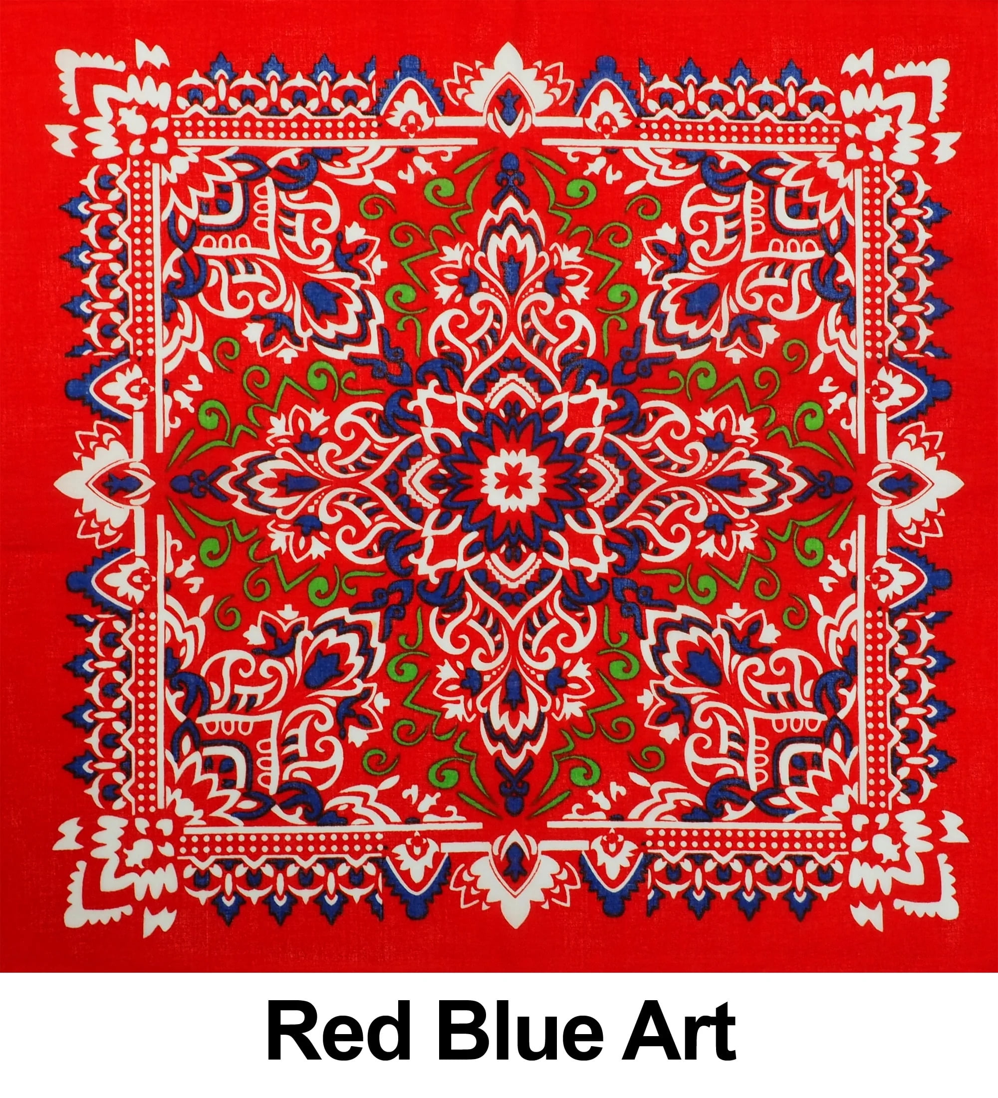 Red Blue Art Design Print Cotton Bandana (22 inches x 22 inches ...