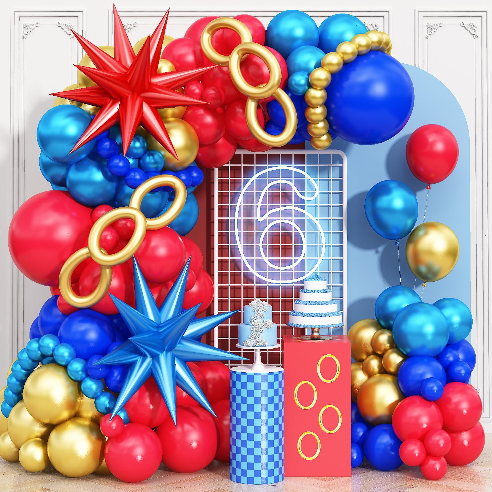 Red Blue Balloons Arch Royal AFN1Blue Red Balloons Garland Metallic ...
