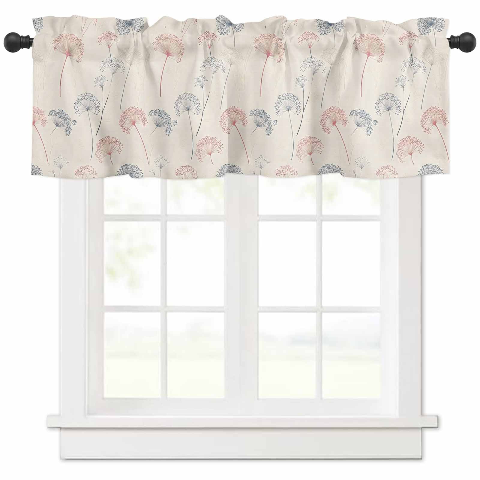 Red Blue Botanical Valances for Windows Farmhouse Kitchen Curtains ...