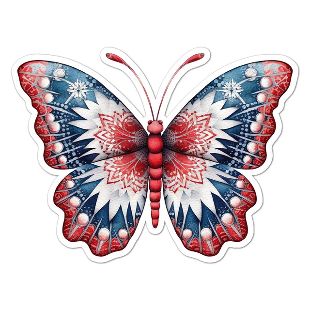 Red + Blue Butterfly Sticker Indoor Outdoor Phone Decal Water Bottle ...