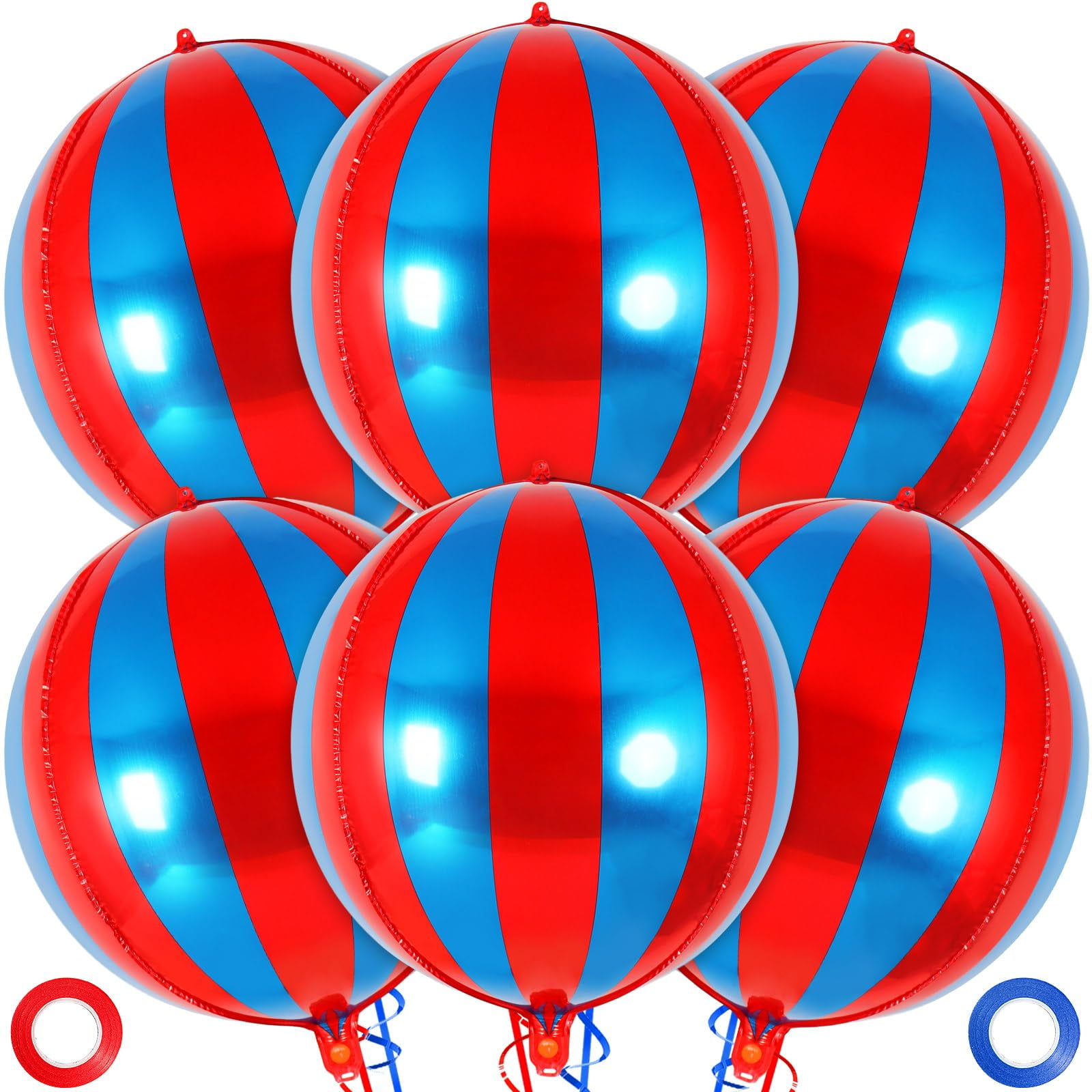 Red and Blue Carnival YPF5 Balloons, 22 Inch Metallic Circus Sphere ...