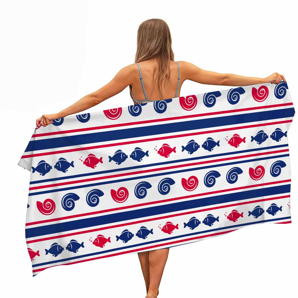 Red Blue Fashion Sea Shell Star Beach Towel Adult Swimming Printing ...