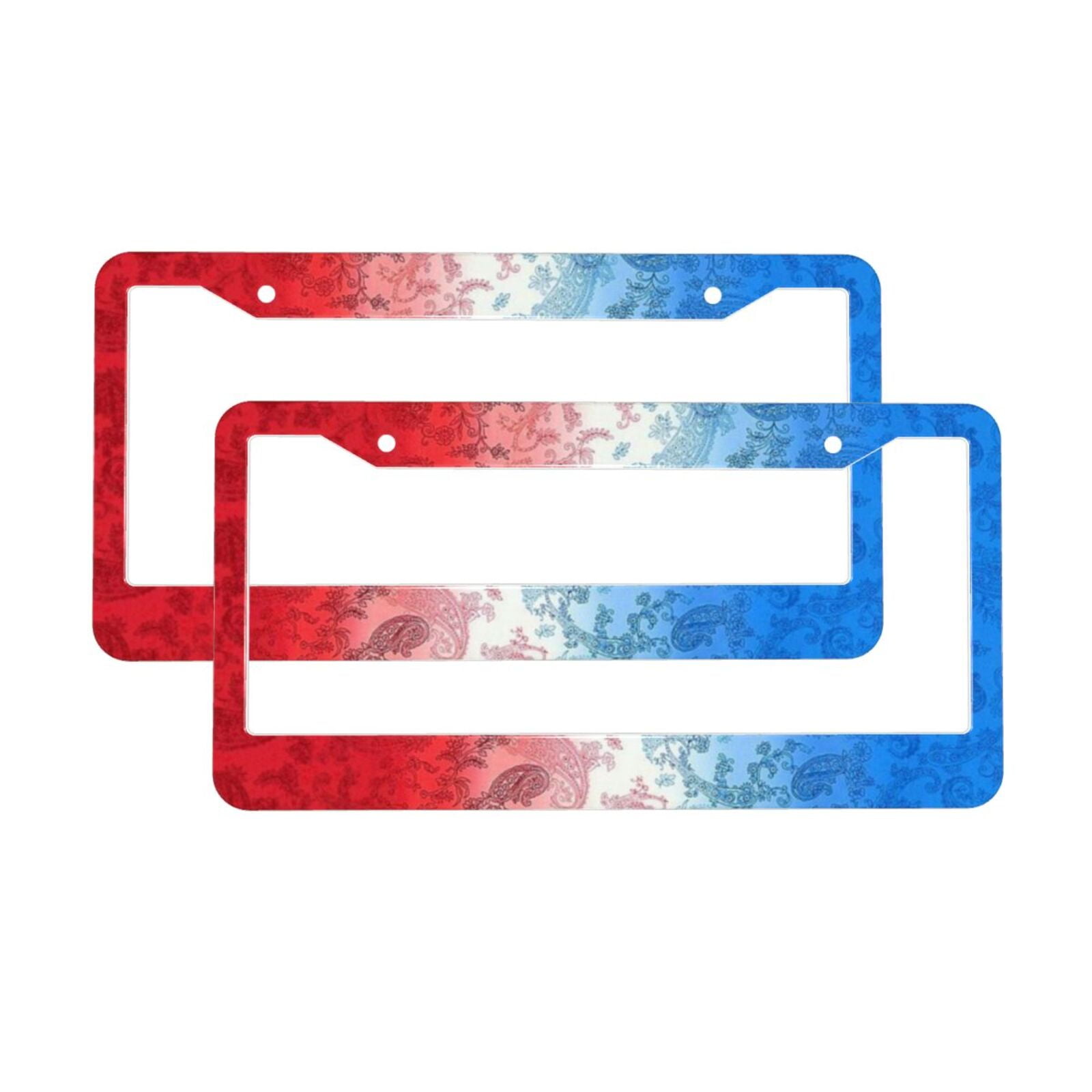Red and Blue Feather Flowers License Plate Frame Personalized Car ...