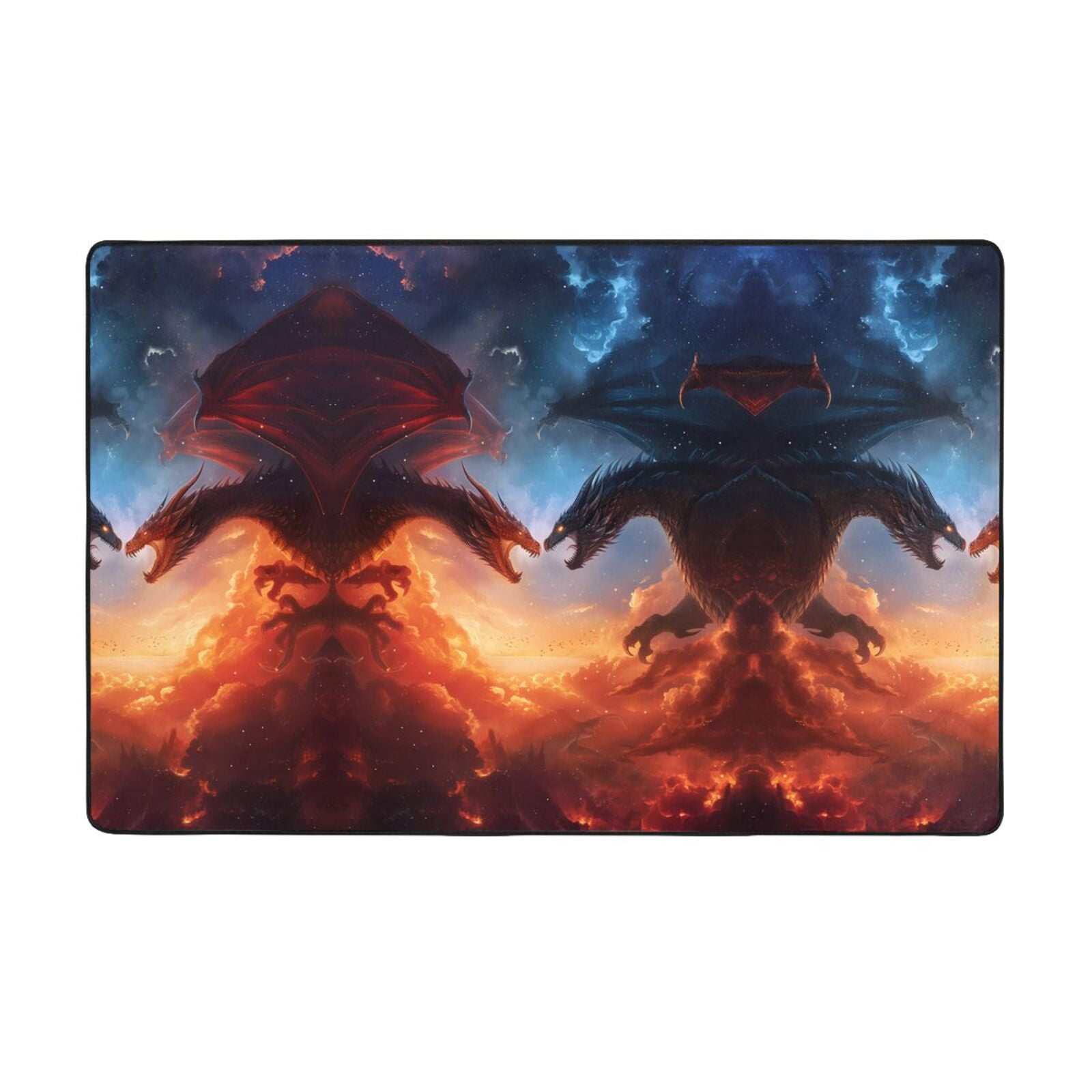 Red and Blue Fire Cloud Dragon Universal Door Mat Indoor Entrance, 60× ...