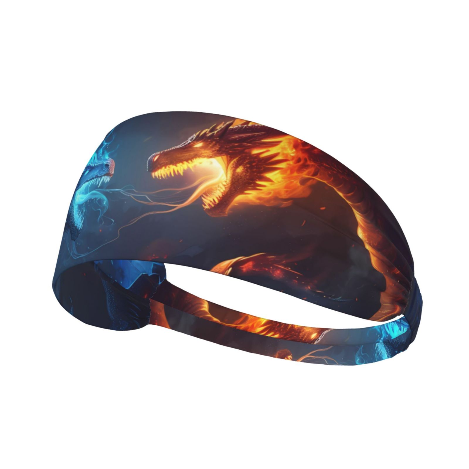 Red and Blue Fire Dragon C Headbands for Women/Men, Elastic Soft Sweat ...