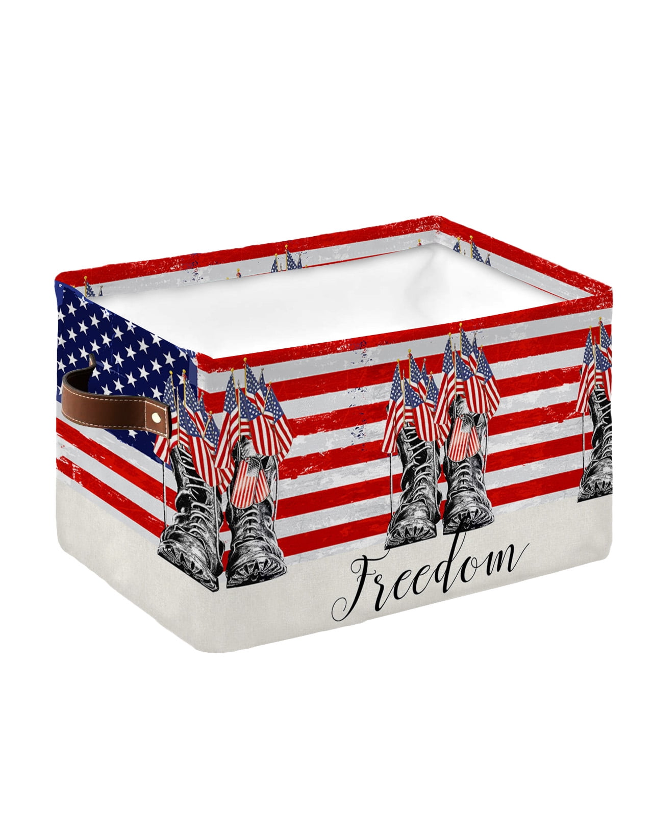 Red Blue Flag Large Storage Baskets Bins Freedom 4th of July Memorial ...