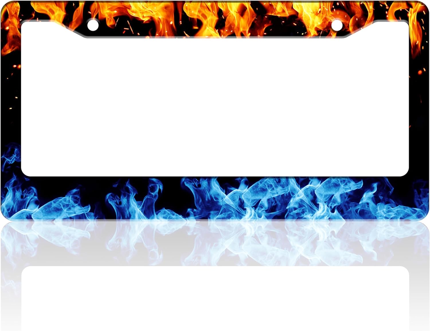 Red and Blue Flames License Plate Frame Abstract Fire License Plate ...