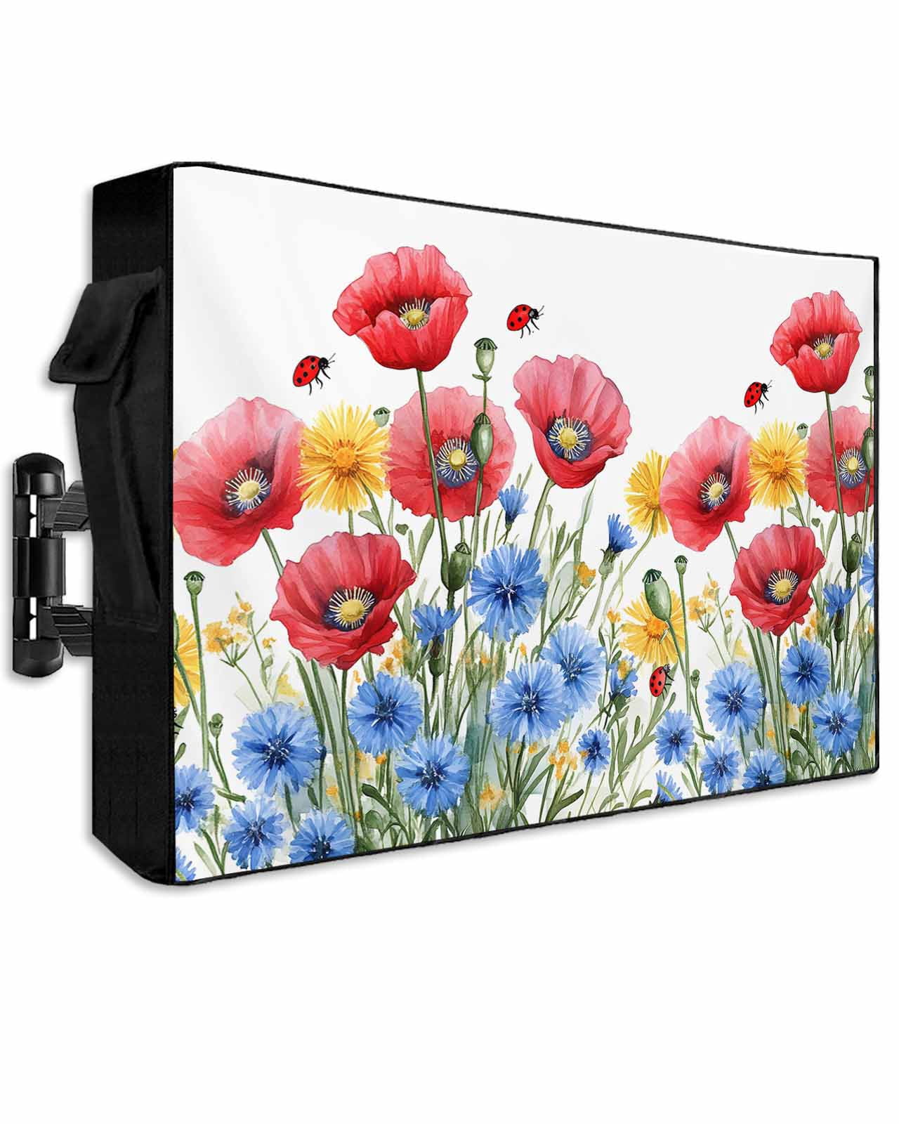 Red Blue Floral Outdoor TV Cover 48 to 50 Inch Weatherproof ...