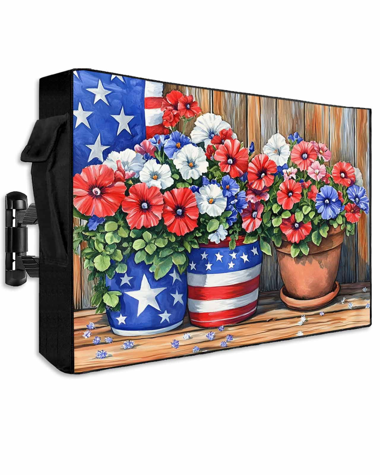 Red Blue Flower Outdoor TV Cover 48 to 50 Inch Weatherproof, Retro ...