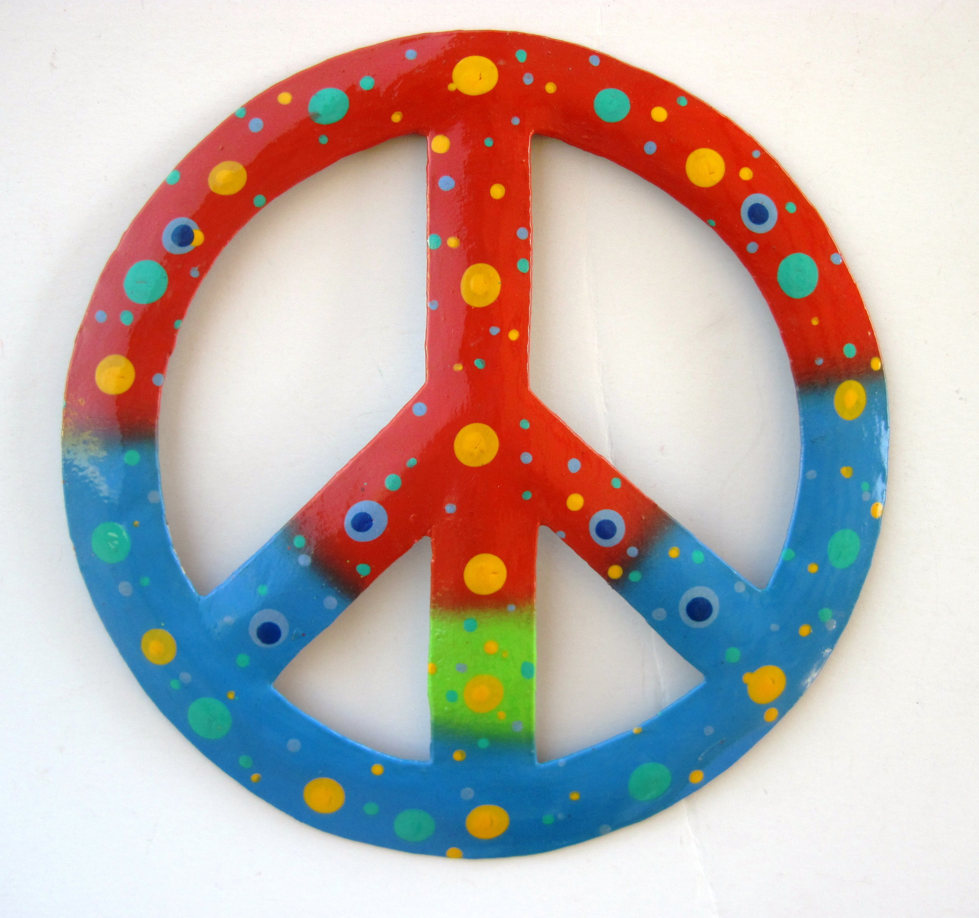 Red Blue Green Peace Sign 8 Inch Wall Decor Haitian Metal - Walmart.com