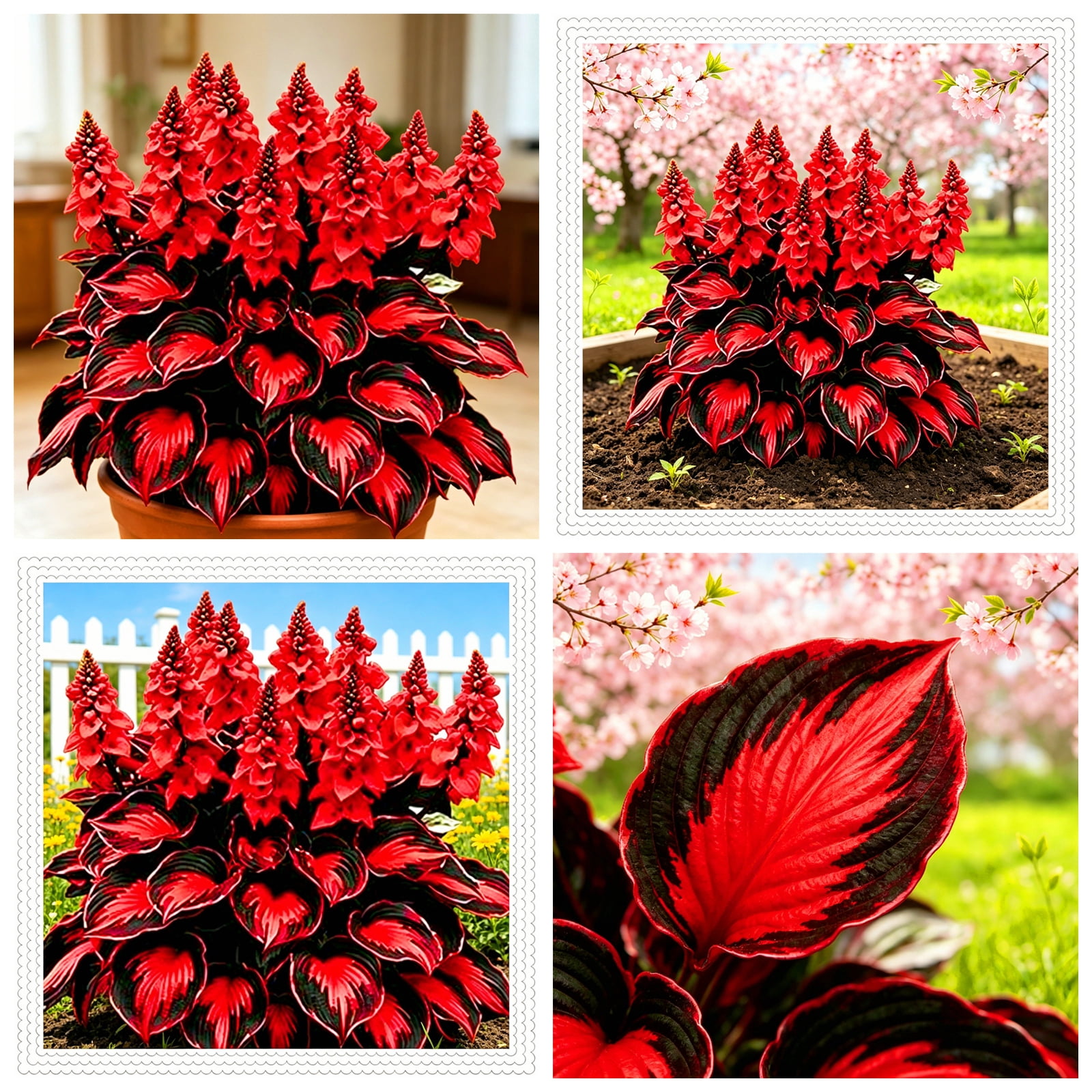 Red & Blue Hostas for Planting-(Non-Artificial)-Simple to Cultivate ...