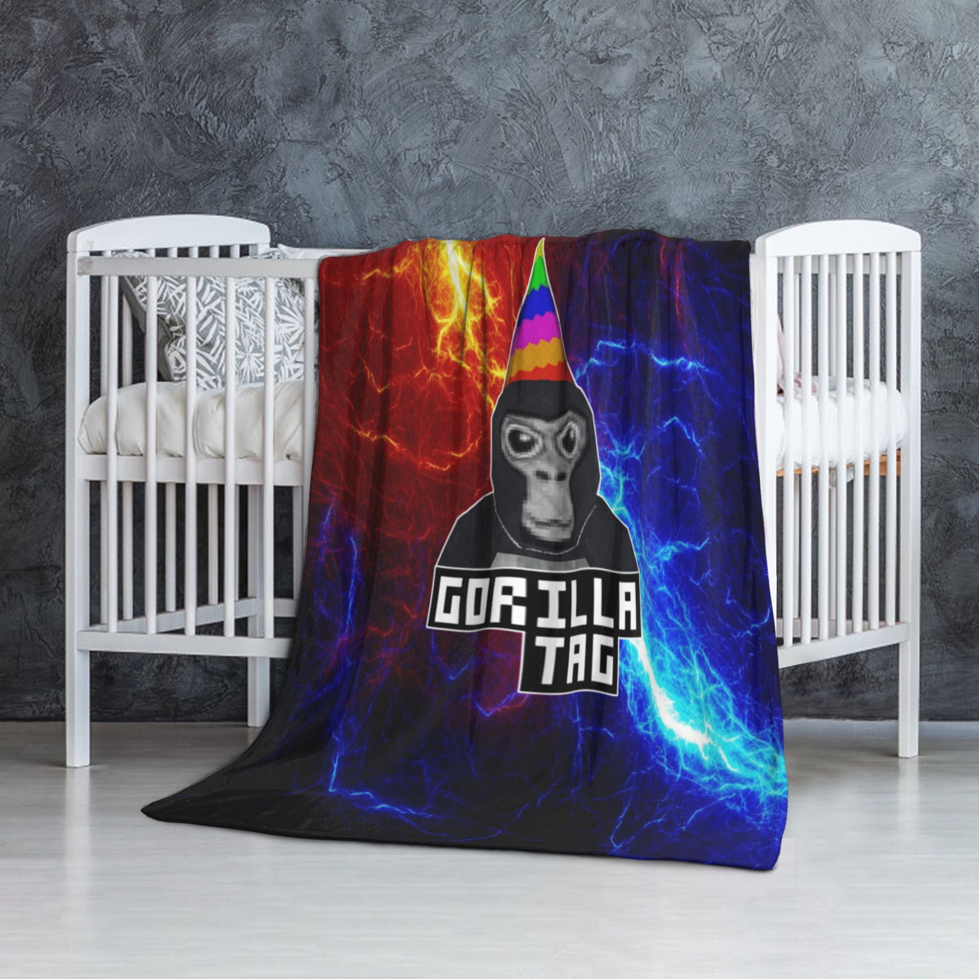Red Blue Lightning Hat Gorilla Tag Blanket for Couch Bed Throw Blanket ...