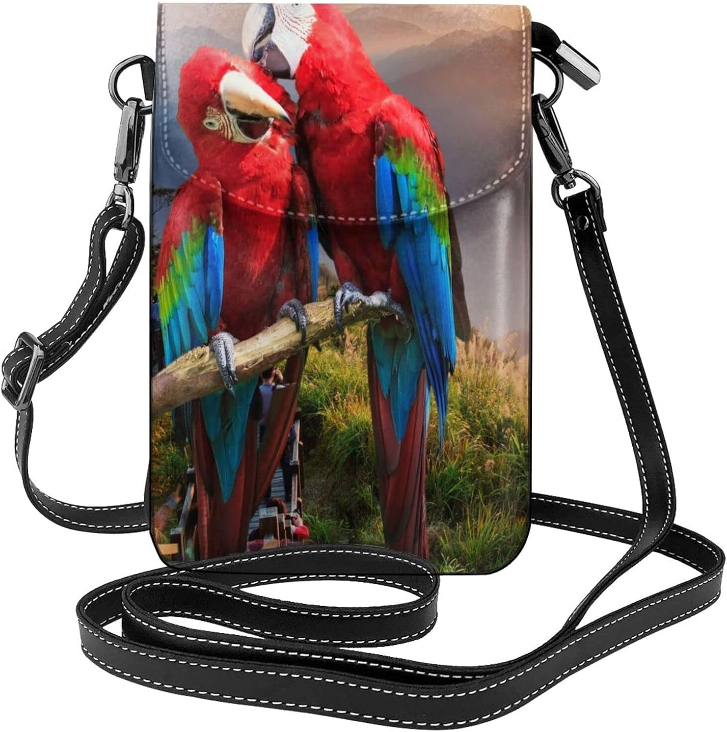 Red & Blue Macaw Parrots Women Cell Phone Purse Small Crossbody Bag ...