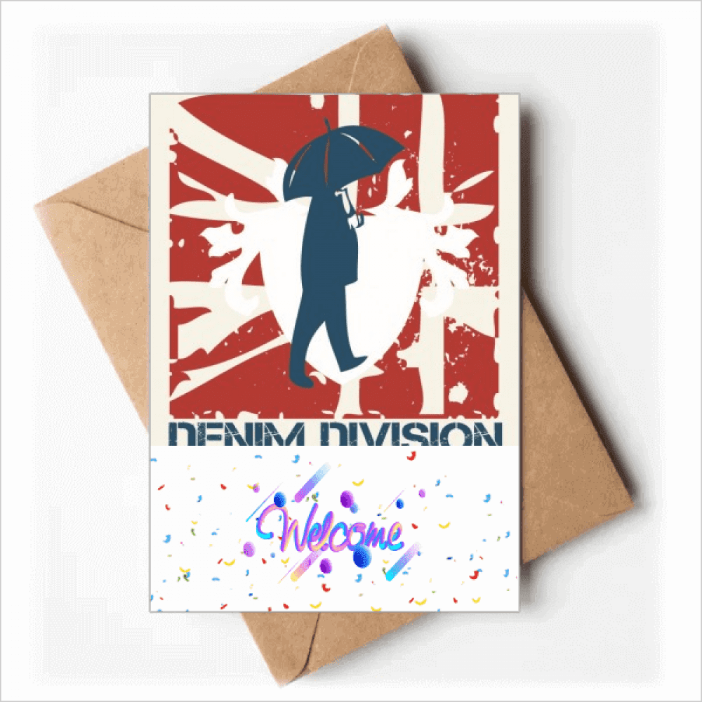 Red Blue Man Umbrella Pattern Graffiti Street Welcome Back Greeting ...