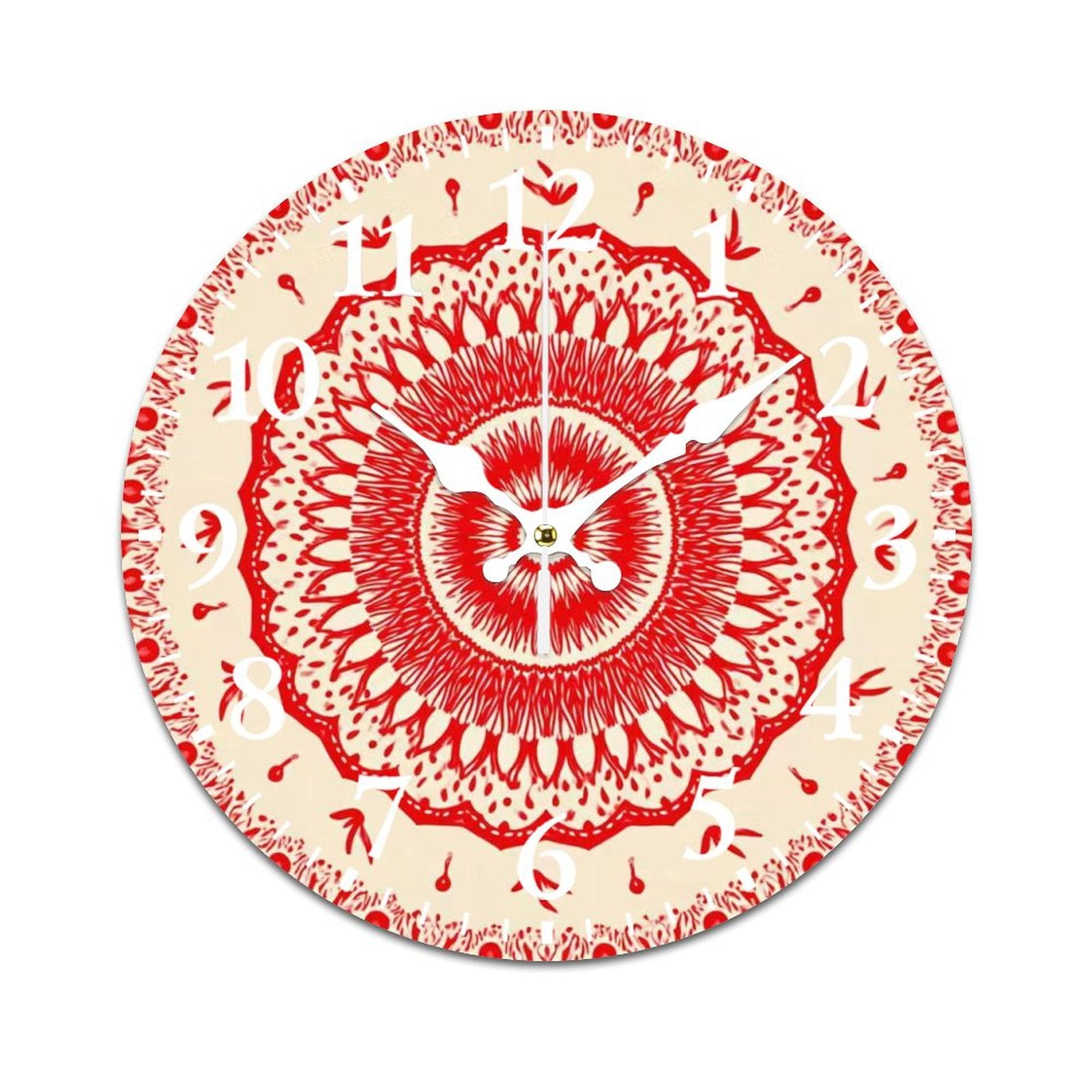 Red Blue Mandala Pattern Wall Clock Modern Design Clocks Wall Hanging ...