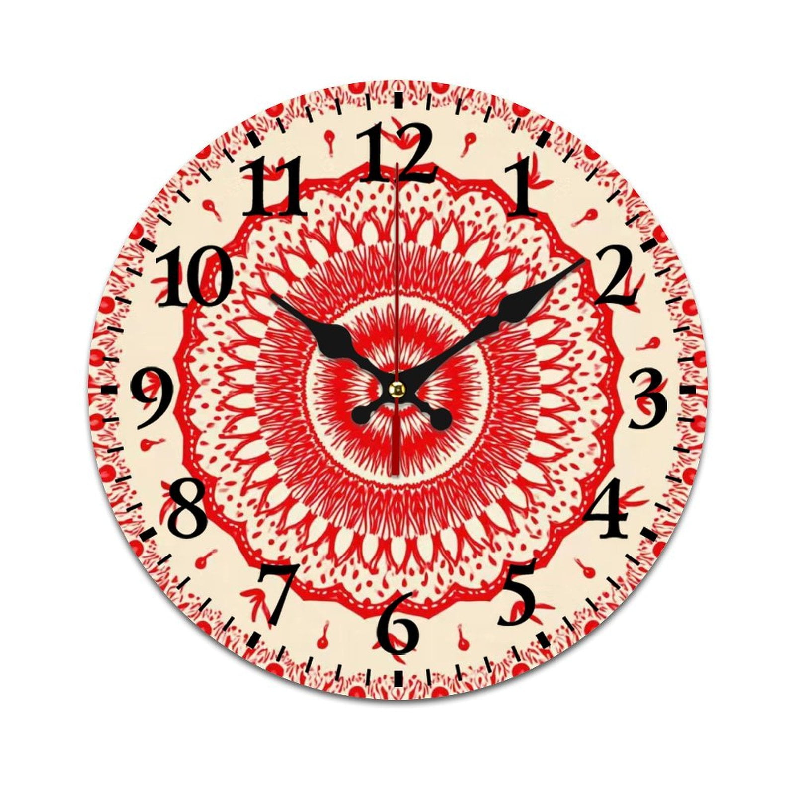 Red Blue Mandala Pattern Wall Clock Modern Design Clocks Wall Hanging ...
