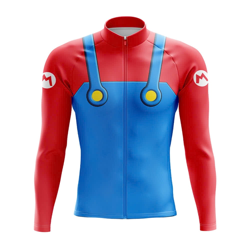 Red Blue Mario Long Sleeve Cycling Jersey - Walmart.com