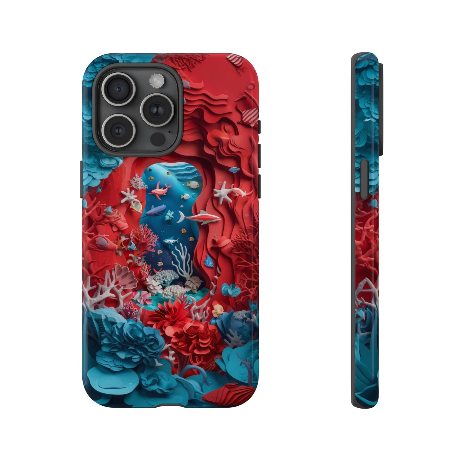 Red Blue Ocean Paper Cave Art Case for iPhone 17 11 12 13 14 15 16 Pro Max - Walmart.com