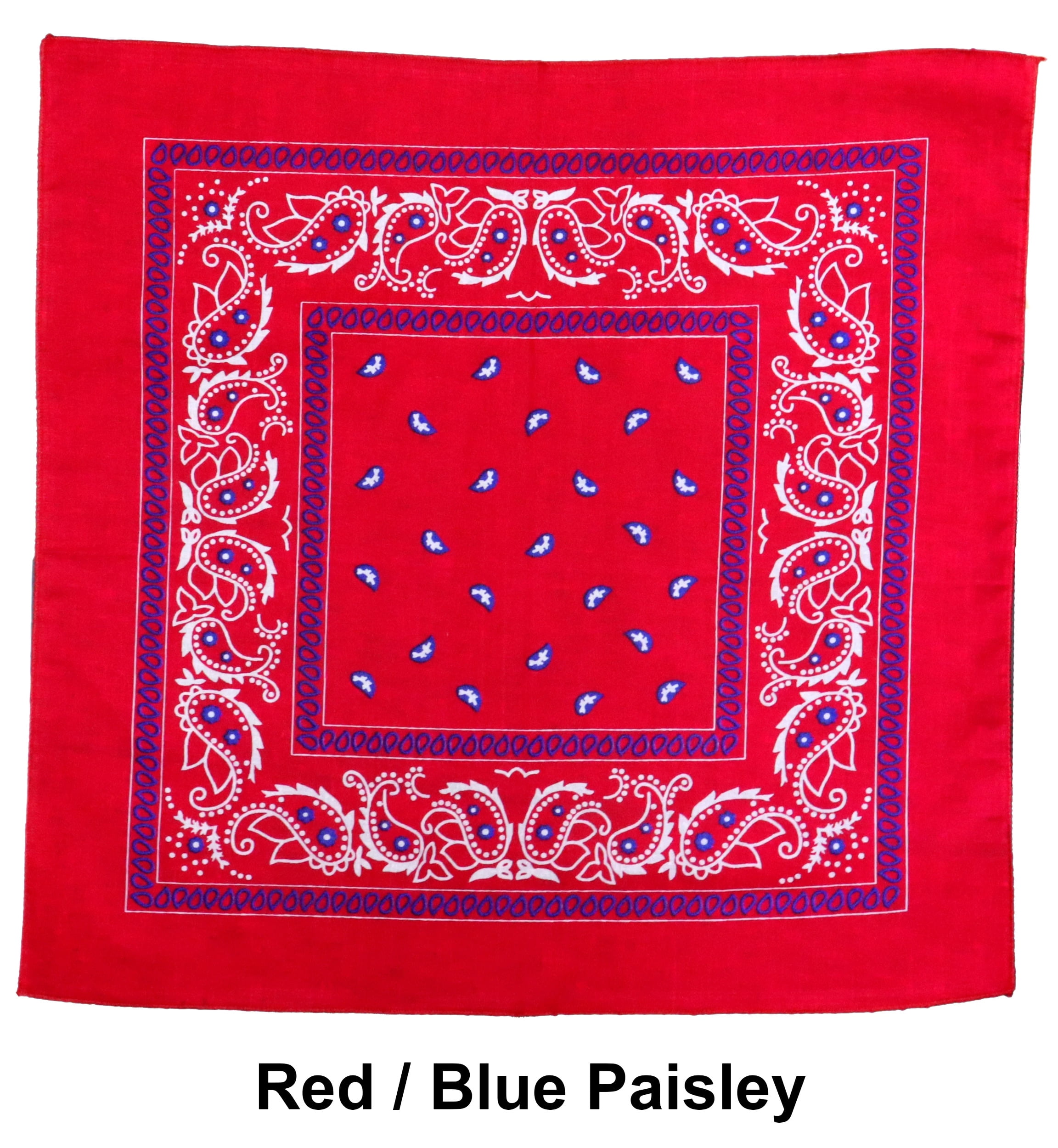 Red Blue Paisley Design Print Cotton Bandana (22 inches x 22 inches ...