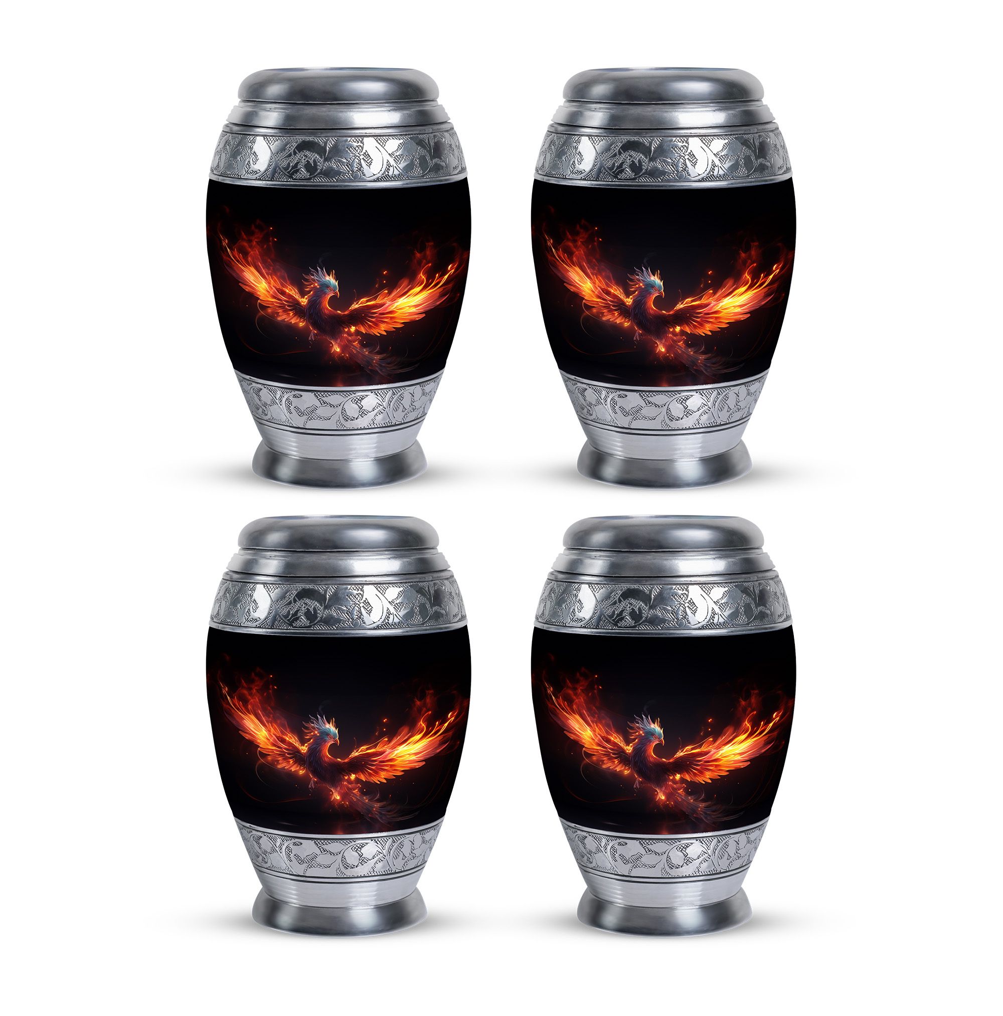 Red And Blue Phoenix In Fire Cremation Urn Human Ashes - Urns For Adult ...