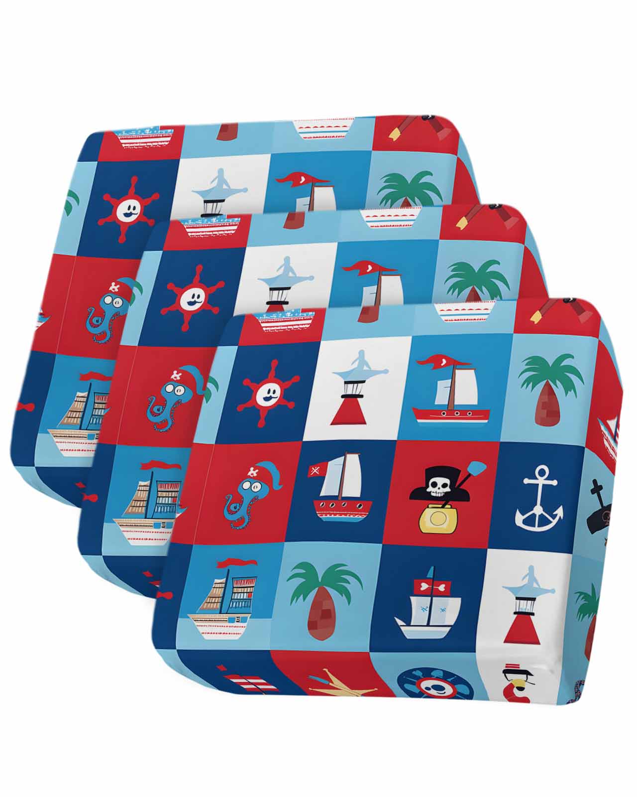 Red Blue Plaid Coastal Sofa Couch Cushion Covers Washable, Removable ...
