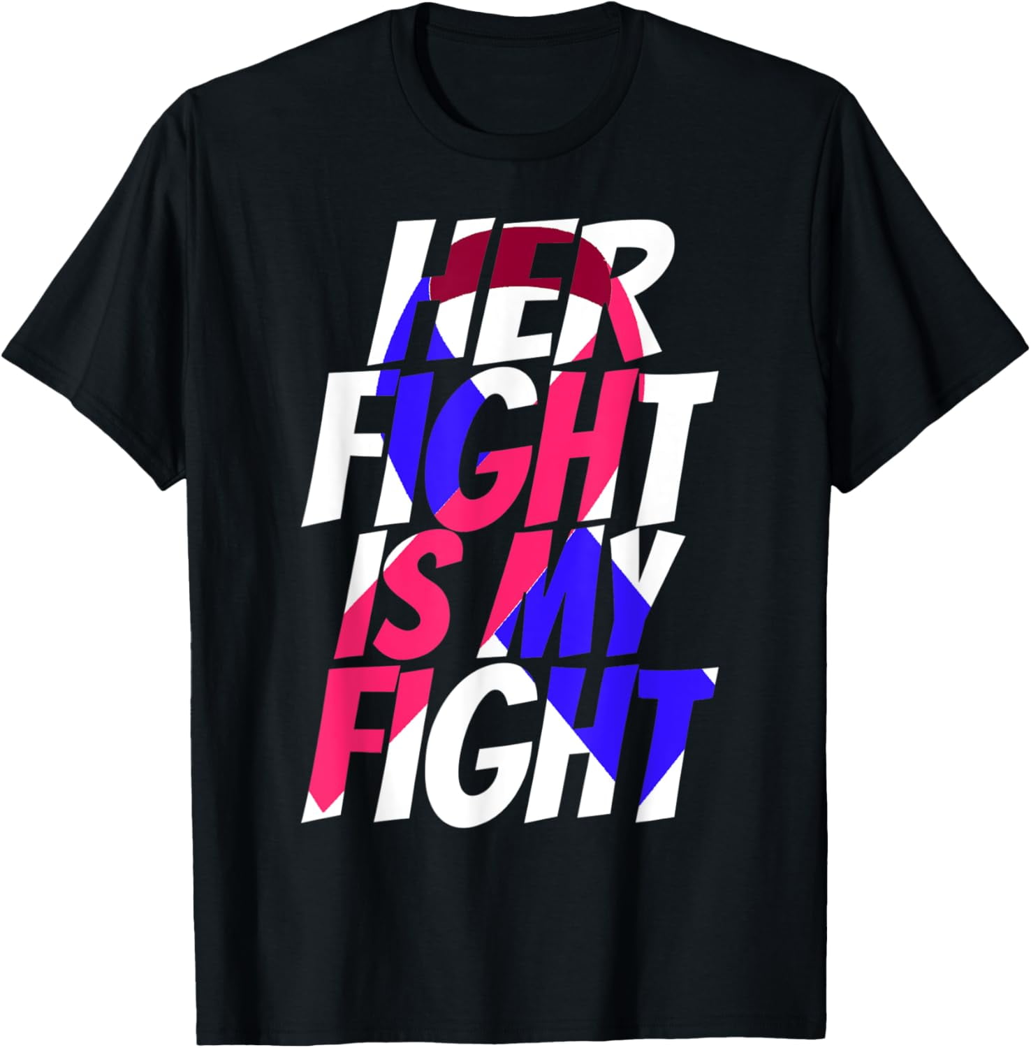 Red & Blue Ribbon for Her Pulmonary Fibrosis Awareness T-Shirt ...