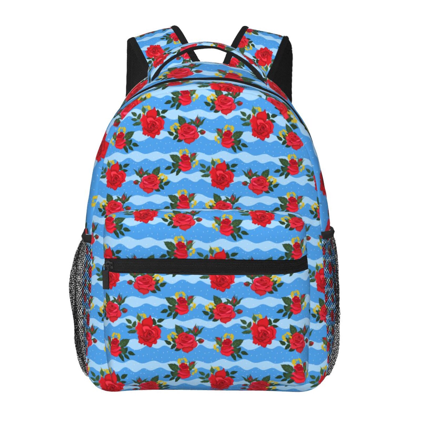 Red Blue Rose Pattern Backpack for Men Women Laptop Backpack Hiking ...
