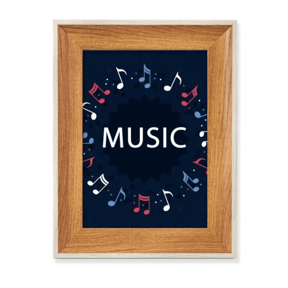 Red Blue Round-shaped Music Notes Desktop Wooden Photo Frame Display ...