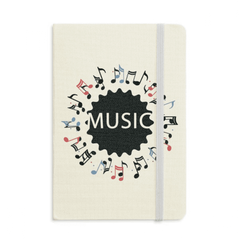 Red Blue Round-shaped Music Notes Notebook Fabric Hard Cover Classic ...