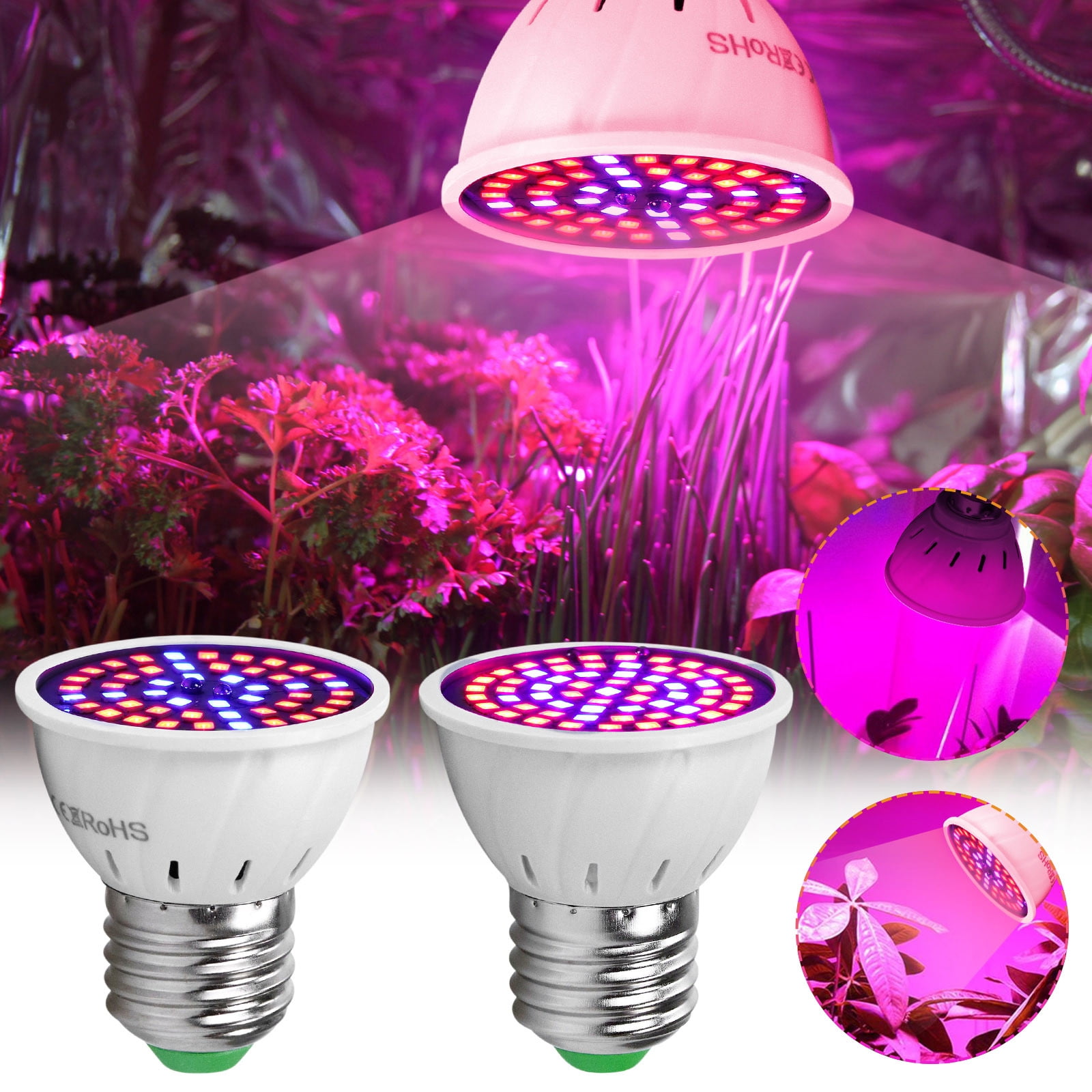 Red Blue Spectrum LED Grow Lamp, 48 Beads E27 Bulb, Full Spectrum Plant ...