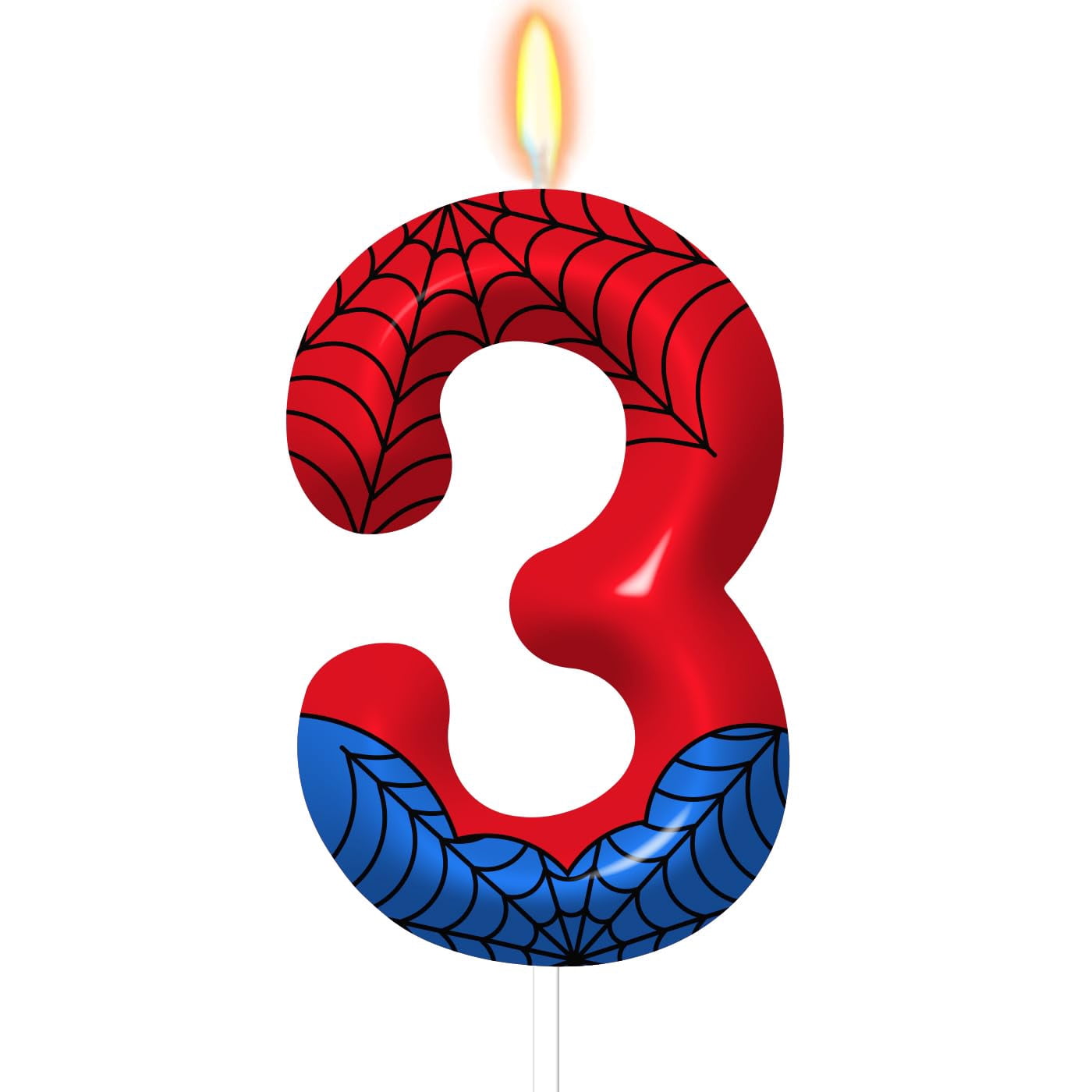Red Blue SpiderEGSC Birthday Candle Number 3 Candle Spider Themed ...