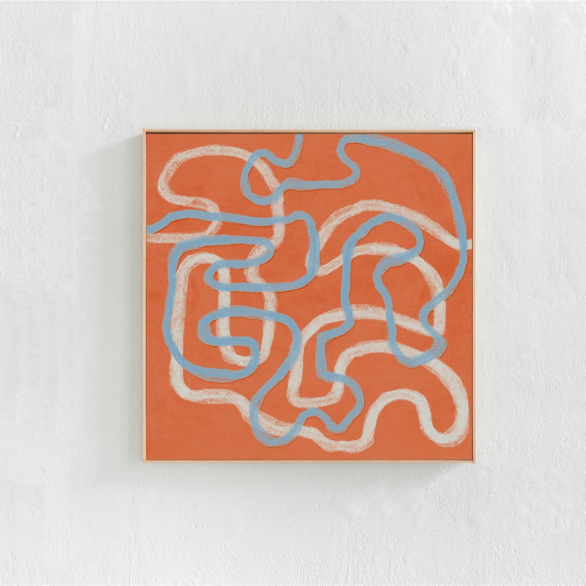 Red And Blue Squiggly Lines Wall Art, Abstract Able Art Print. Large ...