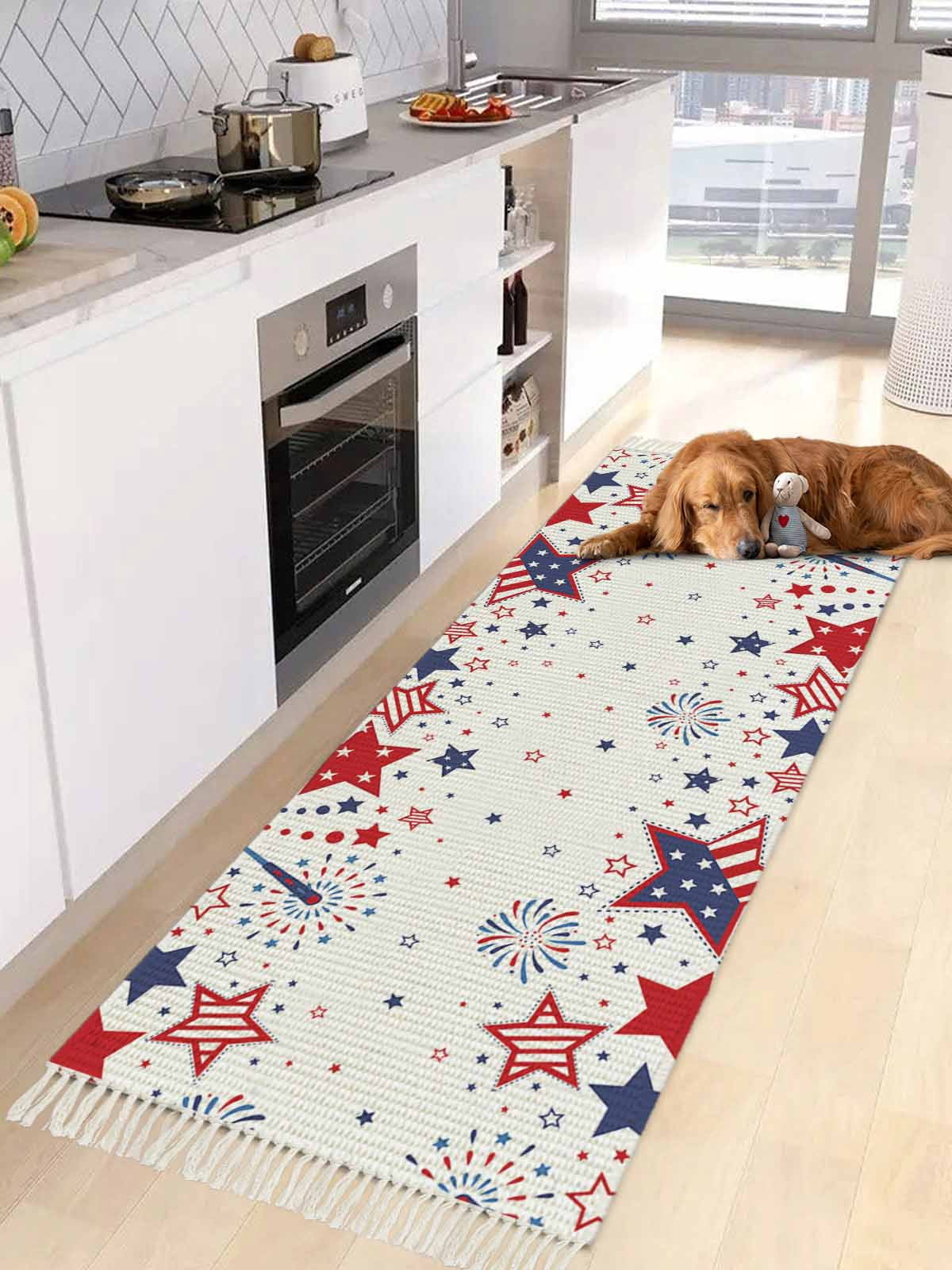 Red Blue Star 4th of July Entryway Runner Rug 2x4ft,Independence Day ...